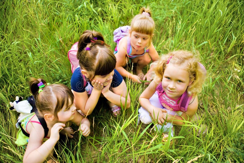 Four girls stock photo. Image of beauty, cheerful, grass - 15238990