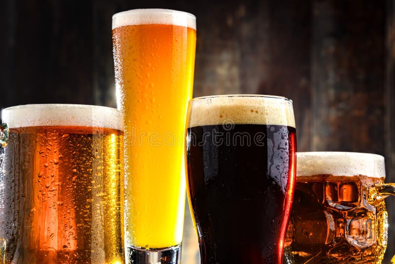 Four Glasses with Different Types of Beer Stock Photo - Image of glass ...