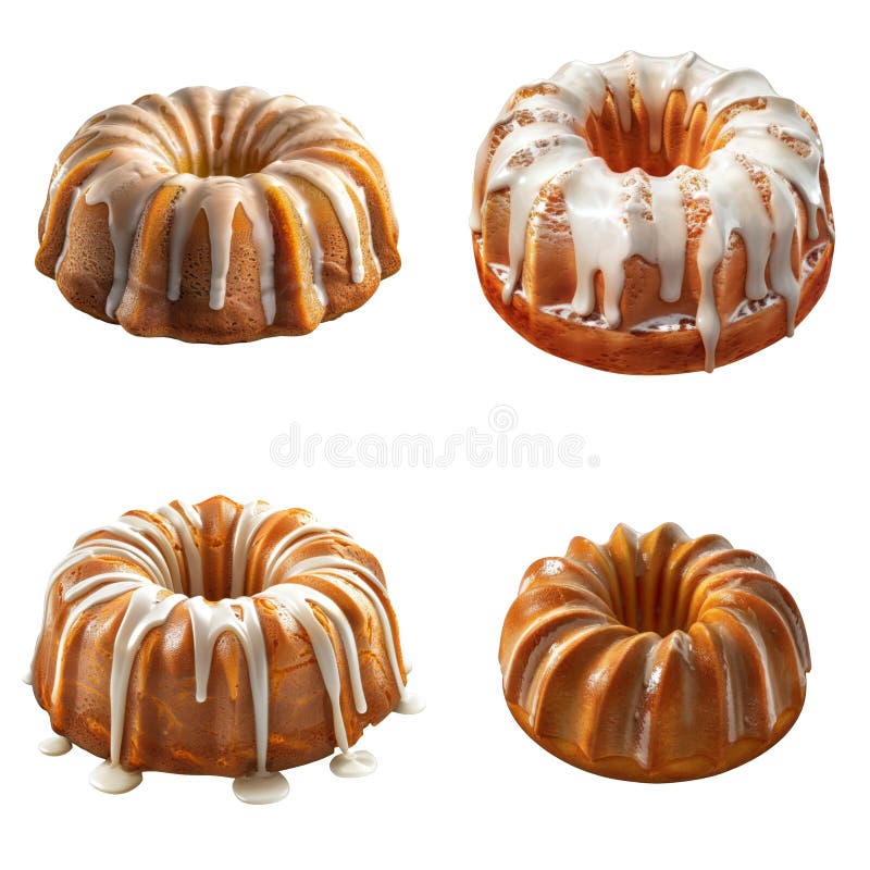 Four Glazed Bundt Cakes Arranged in a Square Pattern Stock Image ...