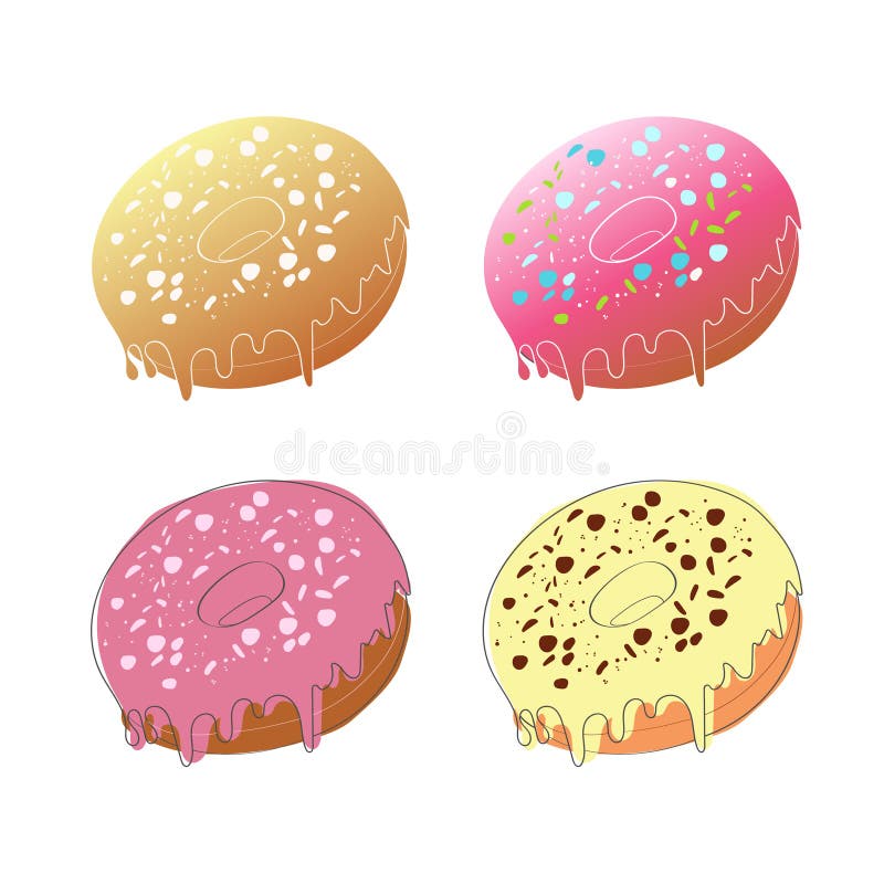 Four Glazed Donuts with Sprinkles Stock Vector - Illustration of sweet ...