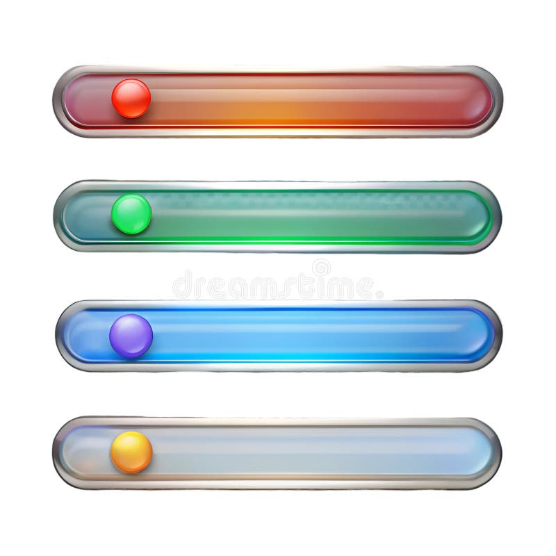 Four Glossy 3 D Navigation Bars Red Green Blue Yellow Stock ...