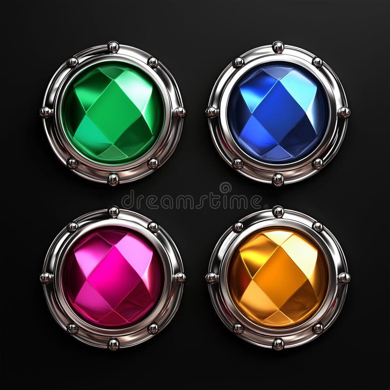 Asset of Colorful Glossy Buttons for Game Element, Illustration Stock ...