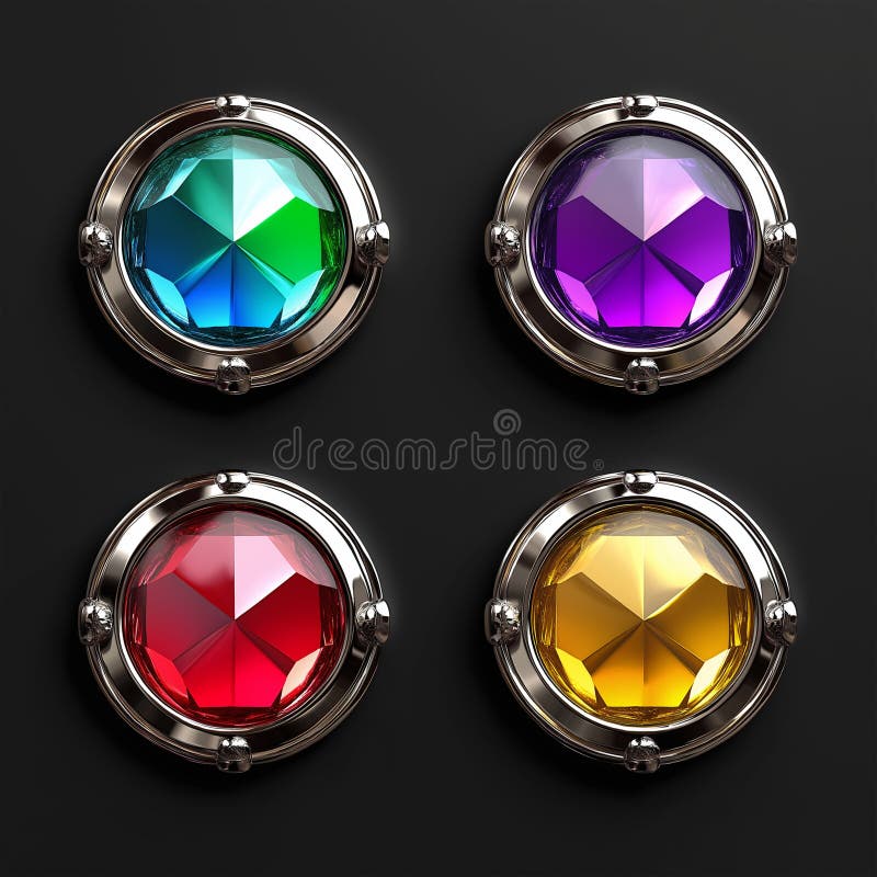 Asset of Colorful Glossy Buttons for Game Element, Illustration Stock ...