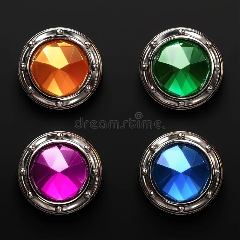 Asset of Colorful Glossy Buttons for Game Element, Illustration Stock ...