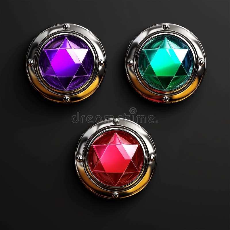 Asset of Colorful Glossy Buttons for Game Element, Illustration Stock ...