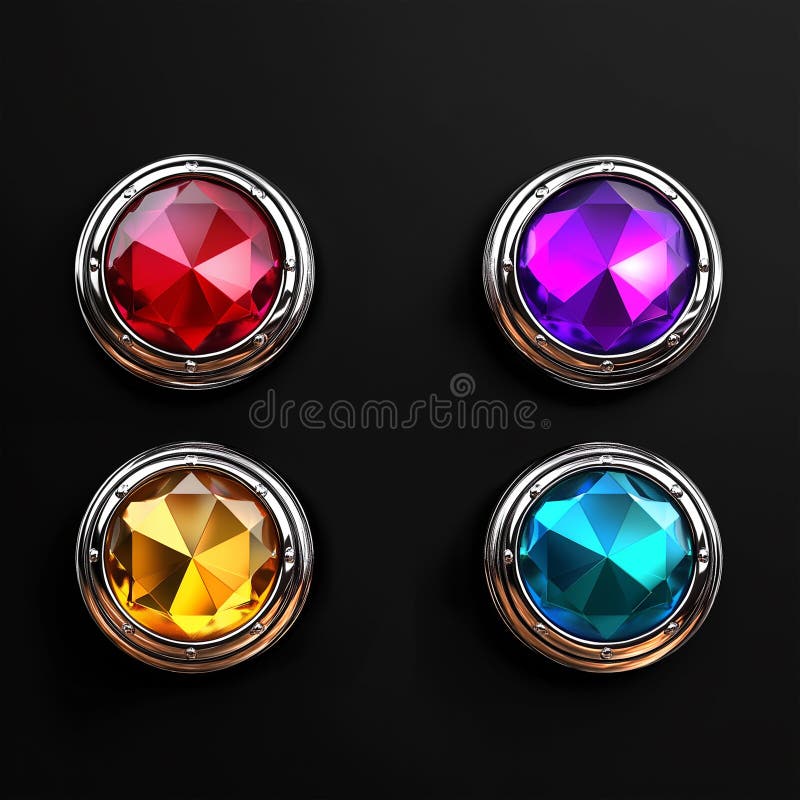 Asset of Colorful Glossy Buttons for Game Element, Illustration Stock ...
