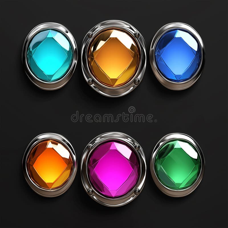 Asset of Colorful Glossy Buttons for Game Element, Illustration Stock ...