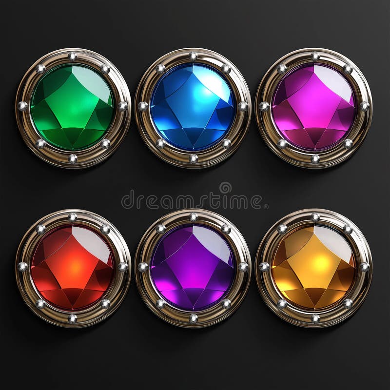Asset of Colorful Glossy Buttons for Game Element, Illustration Stock ...