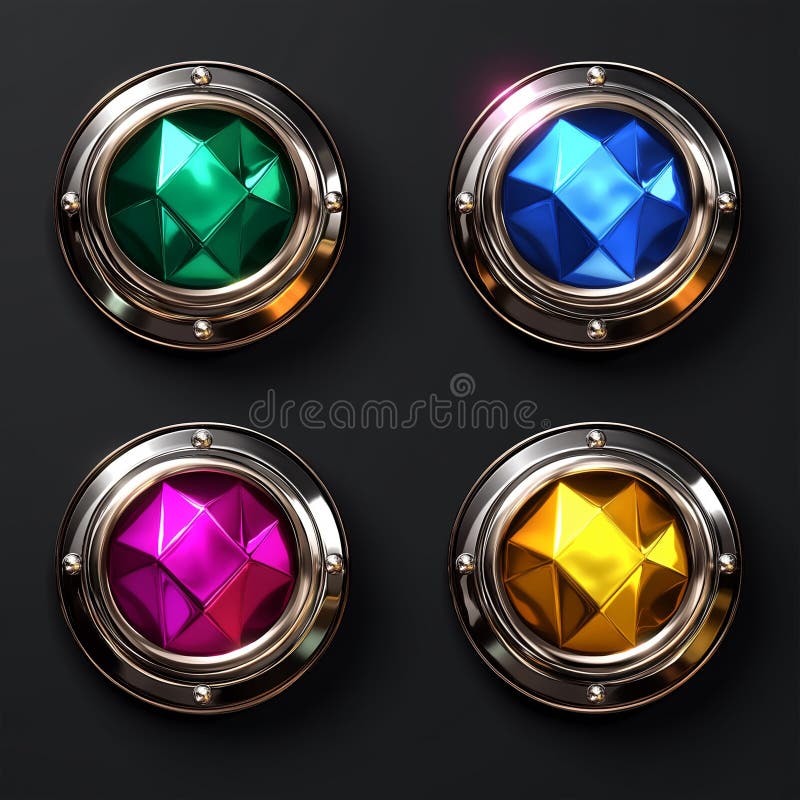 Asset of Colorful Glossy Buttons for Game Element, Illustration Stock ...