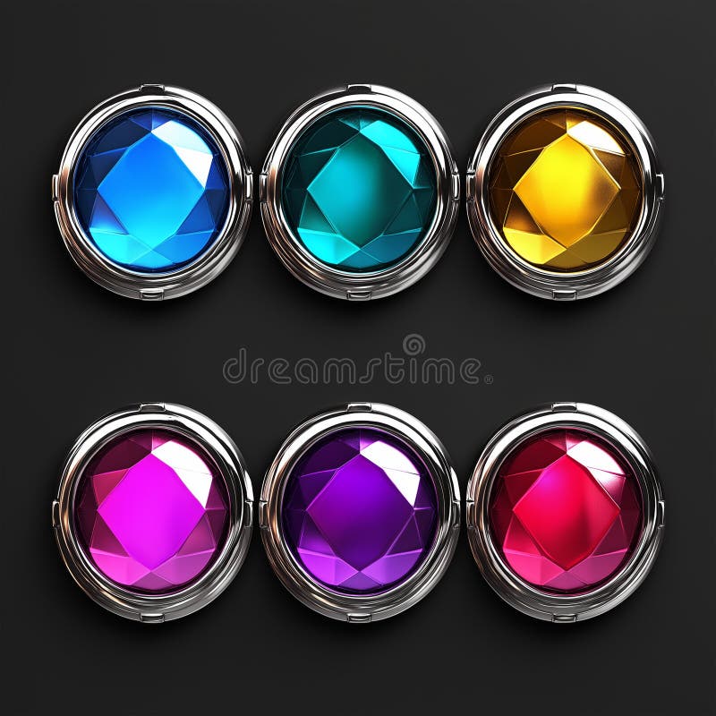 Asset of Colorful Glossy Buttons for Game Element, Illustration Stock ...