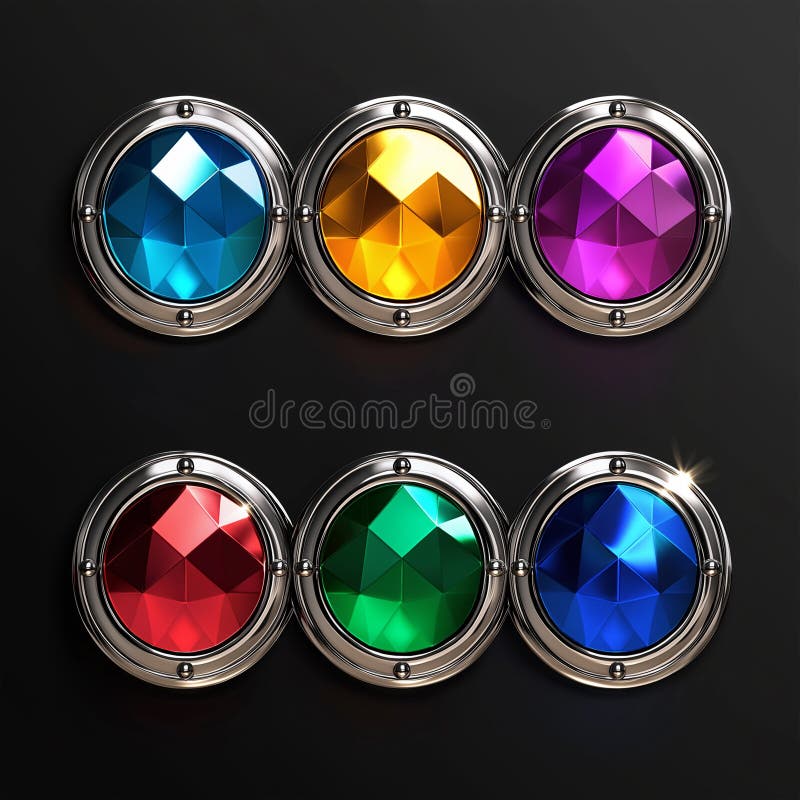 Asset of Colorful Glossy Buttons for Game Element, Illustration Stock ...