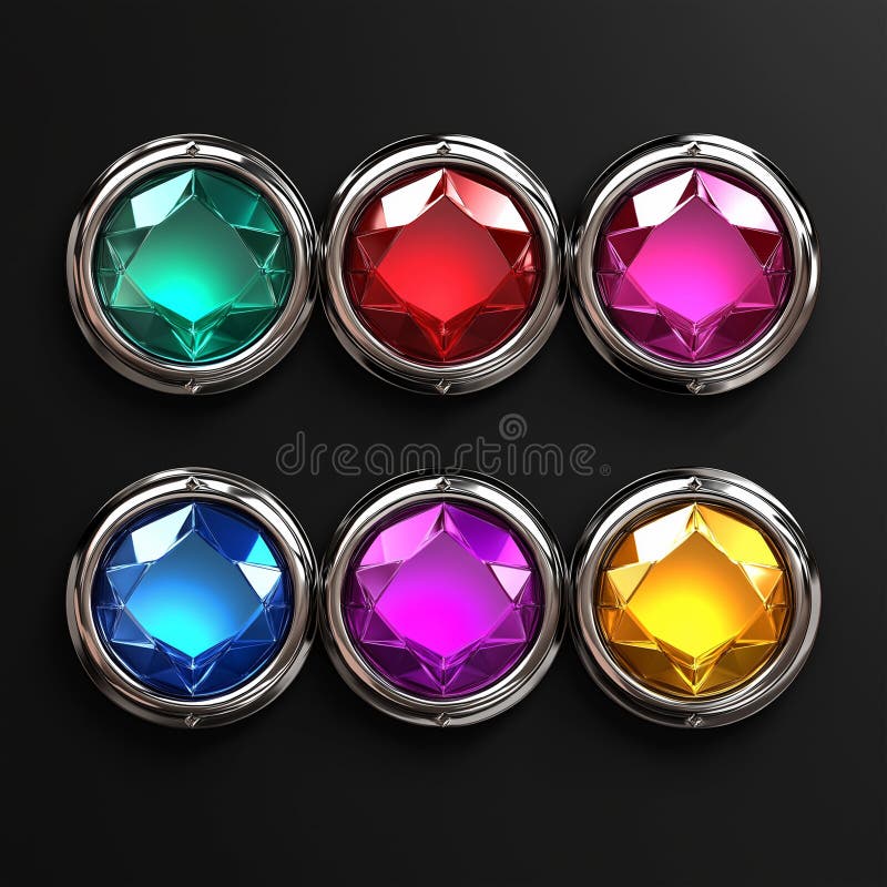 Asset of Colorful Glossy Buttons for Game Element, Illustration Stock ...