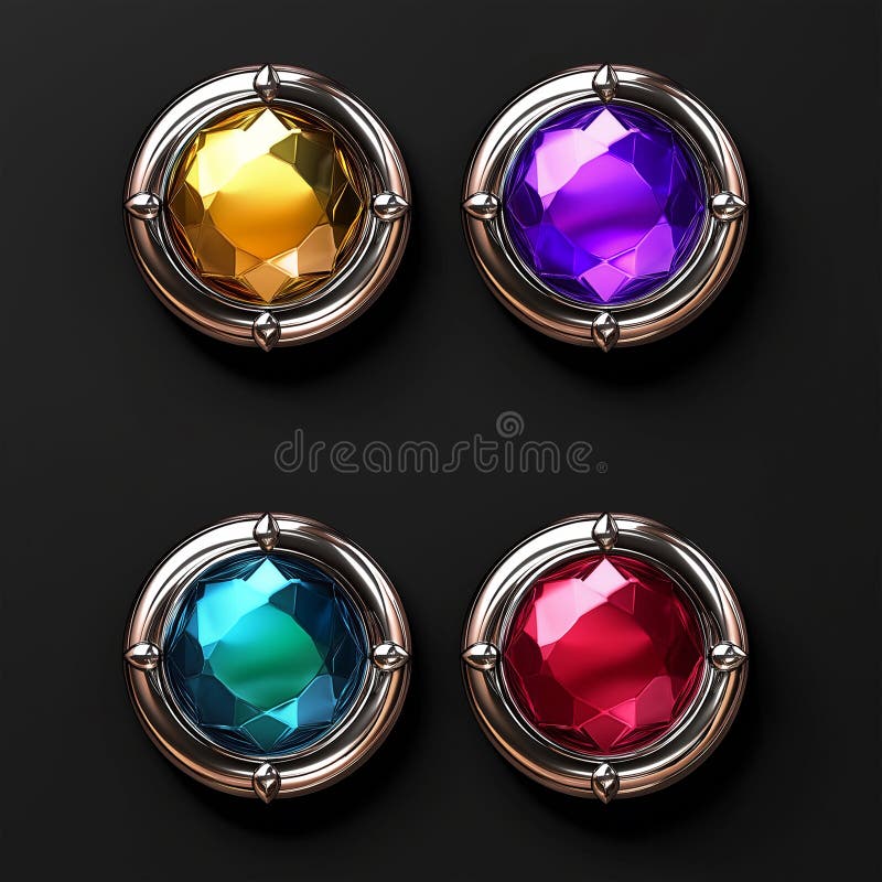 Asset of Colorful Glossy Buttons for Game Element, Illustration Stock ...