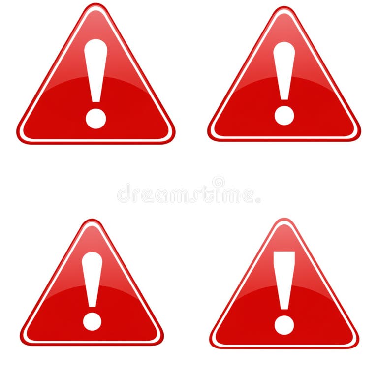 Four Red Warning Triangles with Exclamation Marks Stock Illustration ...