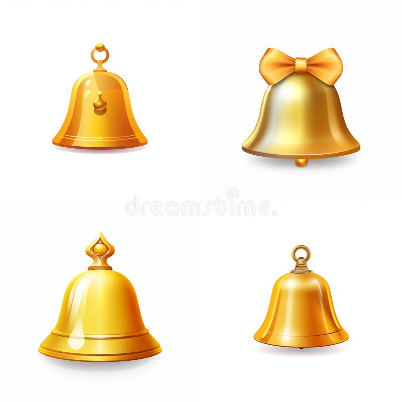 Four Golden Bells with a Bow in the Middle Stock Vector - Illustration ...