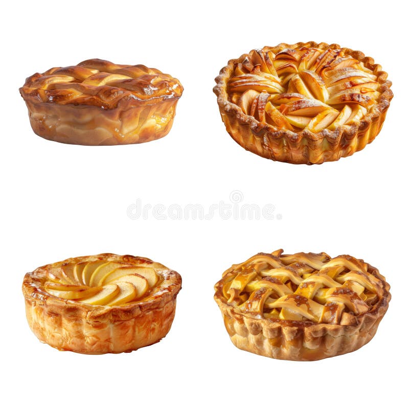 Four Golden Brown Apple Pies Stock Illustration - Illustration of white ...