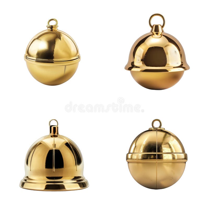 Four Golden Christmas Ornaments with Different Designs Stock Photo ...