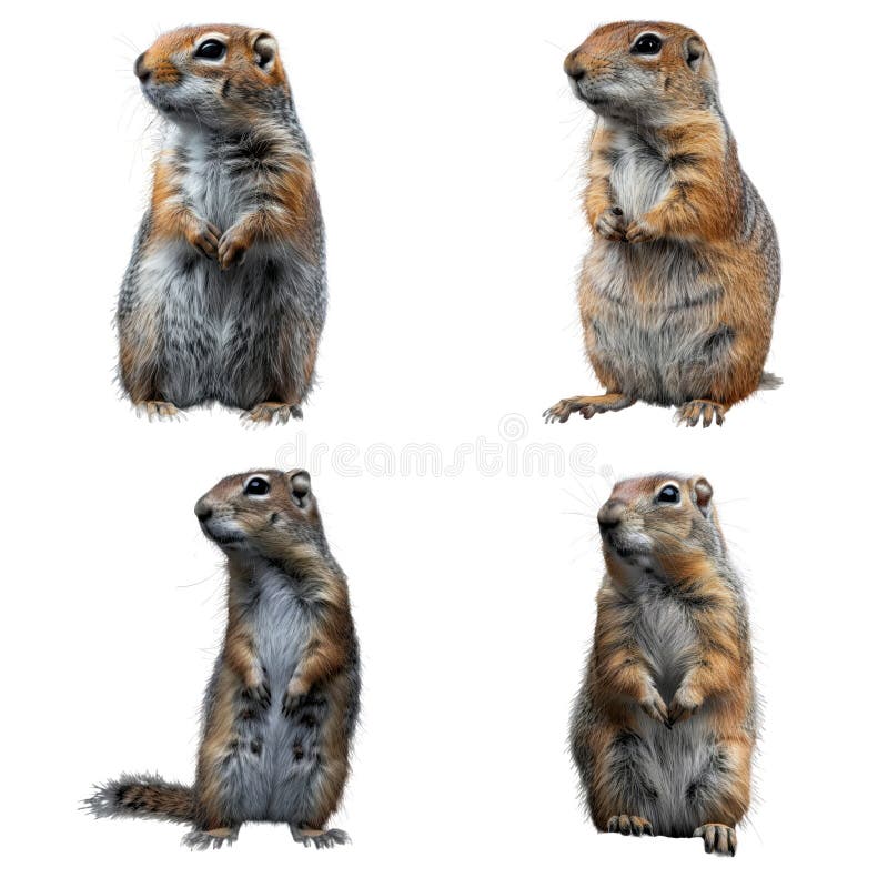Four Golden Mantled Ground Squirrels Standing Erect Stock Image ...