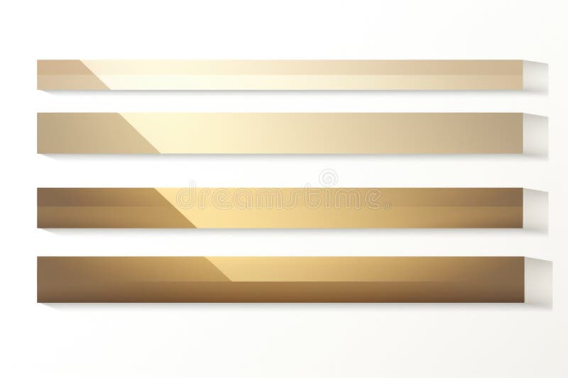 Four Golden Shelves Mounted on a White Wall, Ideal for Home Decor ...
