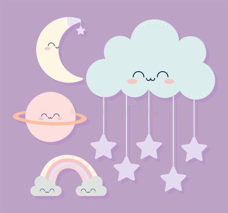 Four good night items stock vector. Illustration of relaxing - 231084045