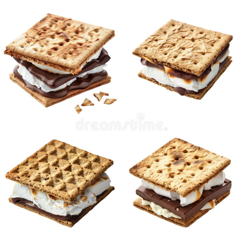 Four Graham Cracker S Mores with Chocolate and Marshmallow Filling ...