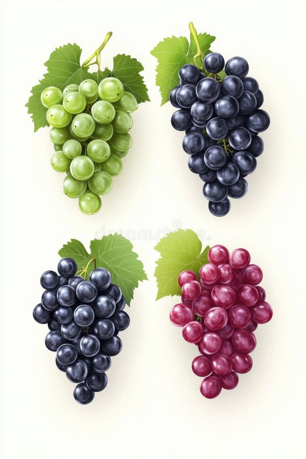 Four Grape Varieties on White Stock Image - Image of food, retail ...
