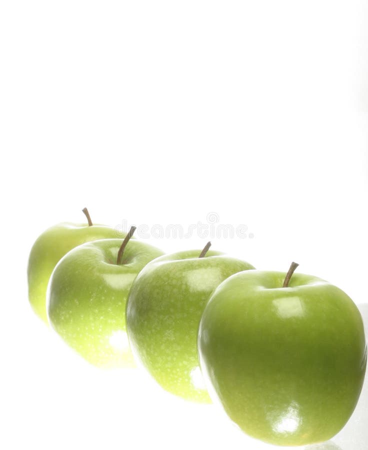 Four green apples. stock photo. Image of product, health - 198918