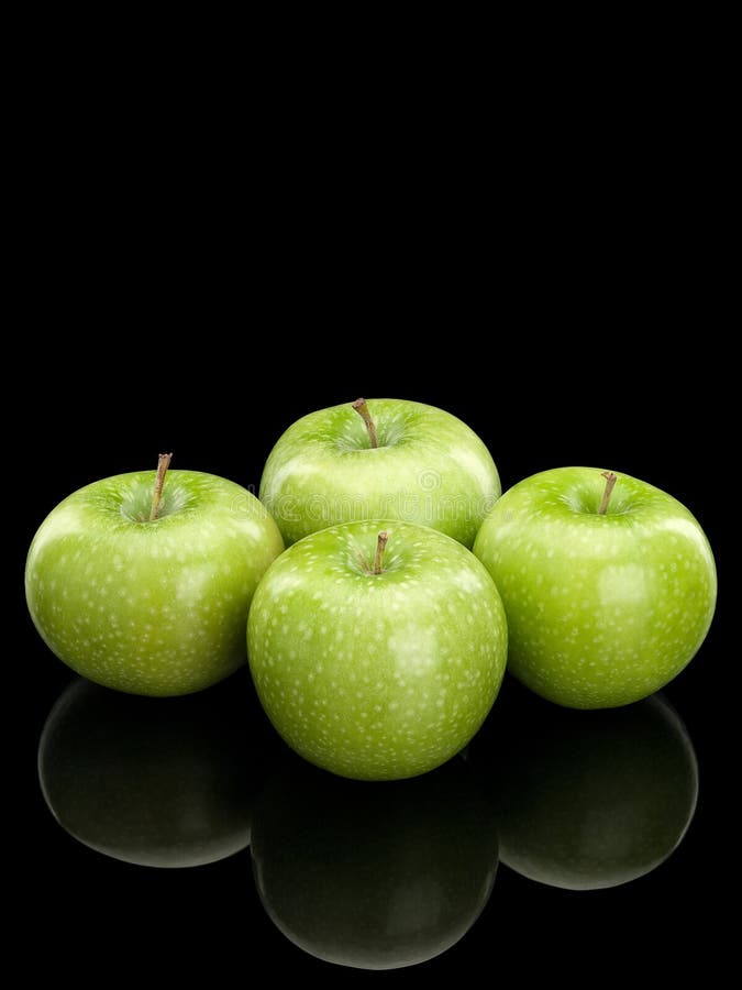 Four green apples stock image. Image of isolated, pyramid - 50231675