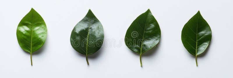 Four Green Leaves in a Row on a Light Background Stock Illustration ...
