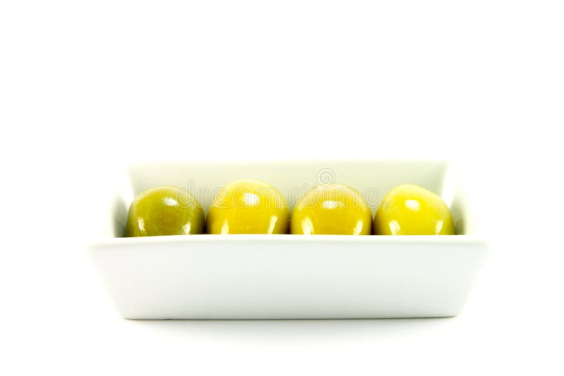 Four Green Olives In A Dish Stock Image - Image of ingredient, italian ...