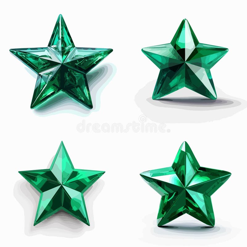 Four Green Stars are Shown in Different Orientations Stock Illustration ...