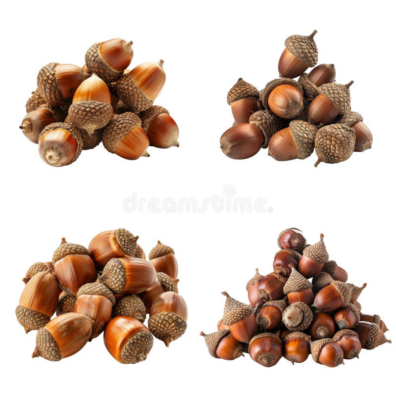 Four Groups of Brown Acorns Stock Image - Illustration of seed ...