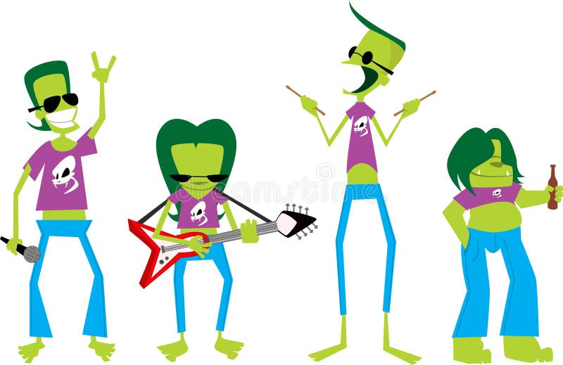 Four guys in a rock band stock vector. Illustration of celebrities ...
