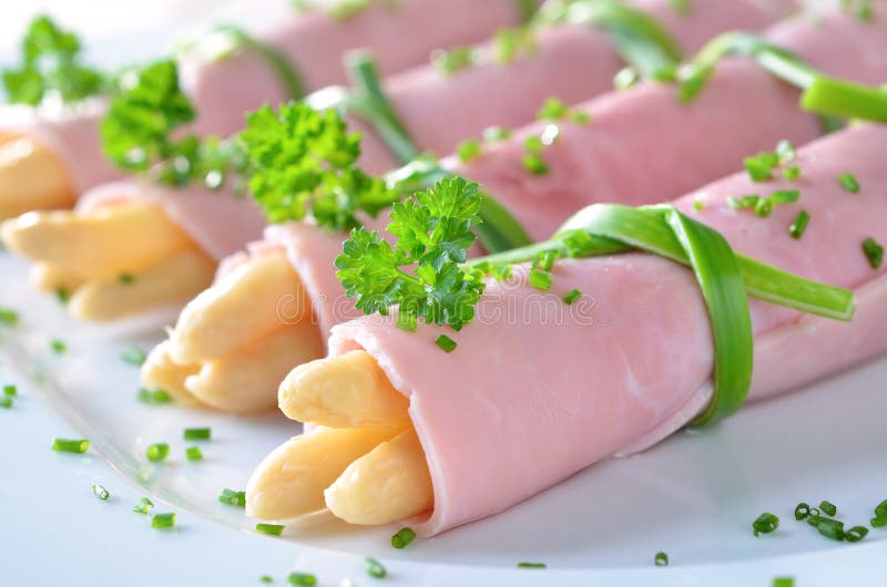 Four Ham Rolls Wit Aparagus Stock Photo - Image of dish, anniversary ...