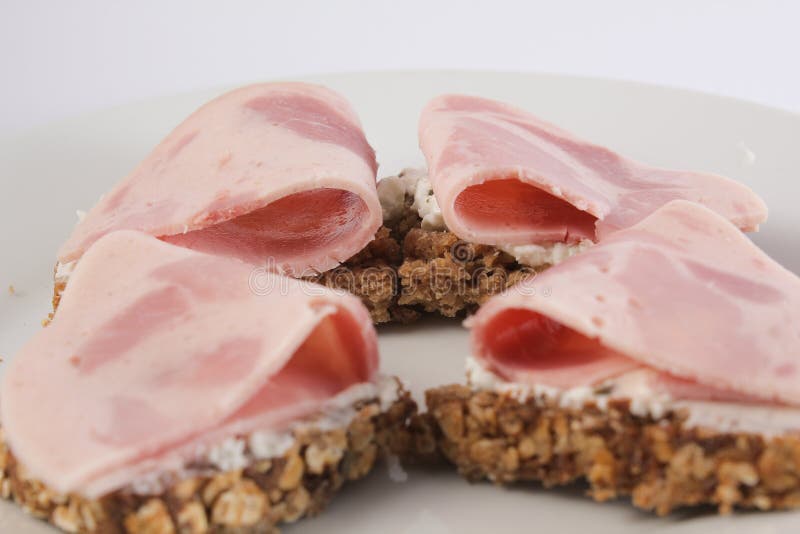 Four ham sandwiches stock photo. Image of tasty, bread - 37972666