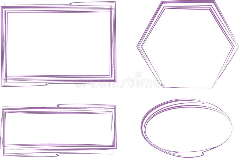 Purple Colorful Line Art Geometric Abstract Frames Collection Stock ...