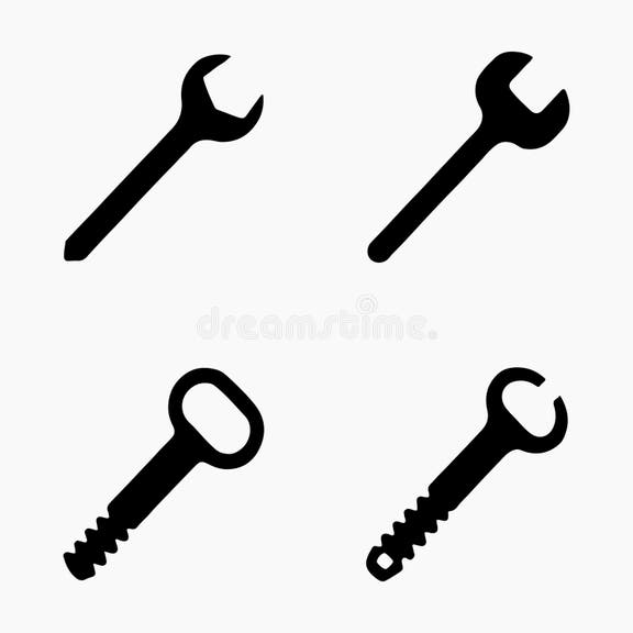 Four Hand Drawn Wrenches and Tools on a White Background Stock Vector ...
