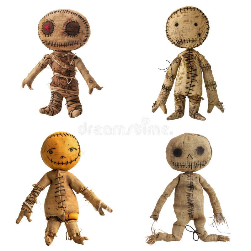 Four Handmade Rag Dolls with Stitched Features Stock Photo ...