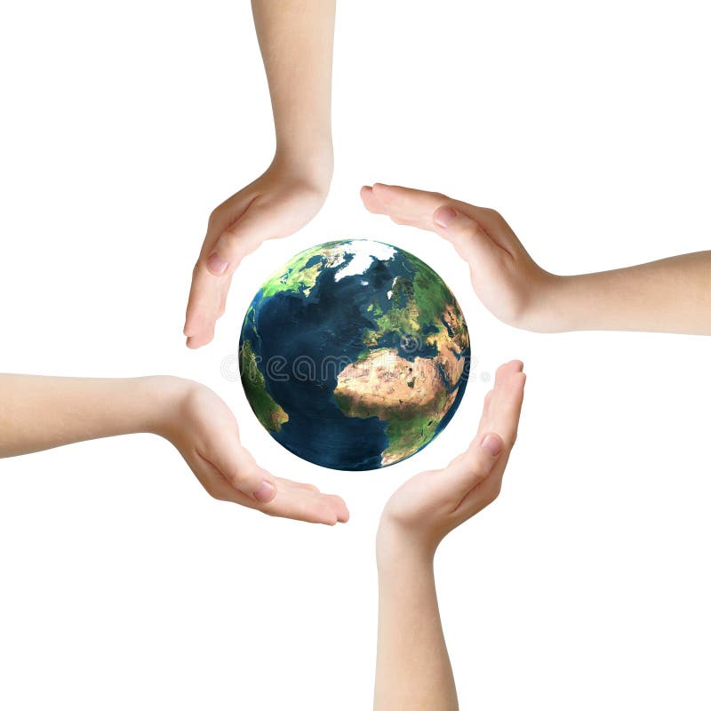 Multiracial Hands Around the Earth Globe Stock Image - Image of earth ...