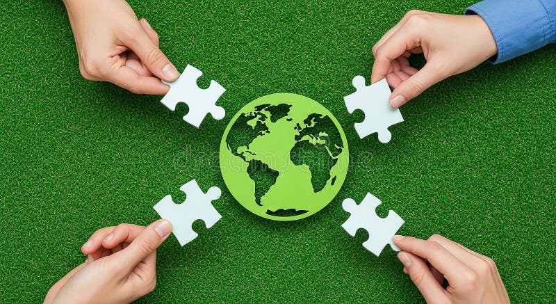 Pieces Teamwork Collaboration Green Grass Background Stock Illustrations – 23 Pieces Teamwork ...