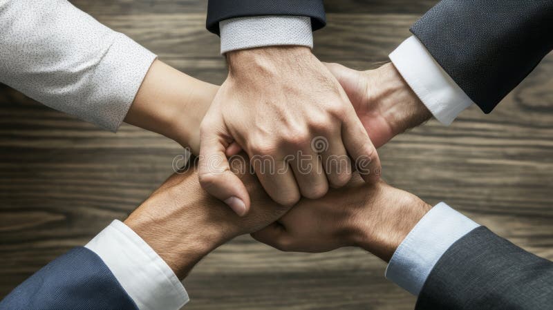 Four Hands Clasped Together in Unity, Symbolizing Teamwork ...