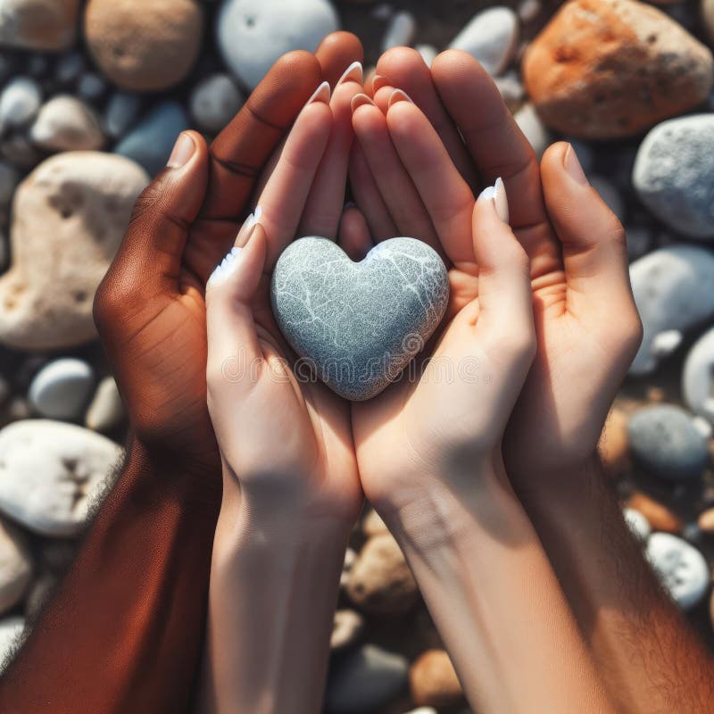 Multicultural Hands Holding Heart Stock Vector - Illustration of decal ...