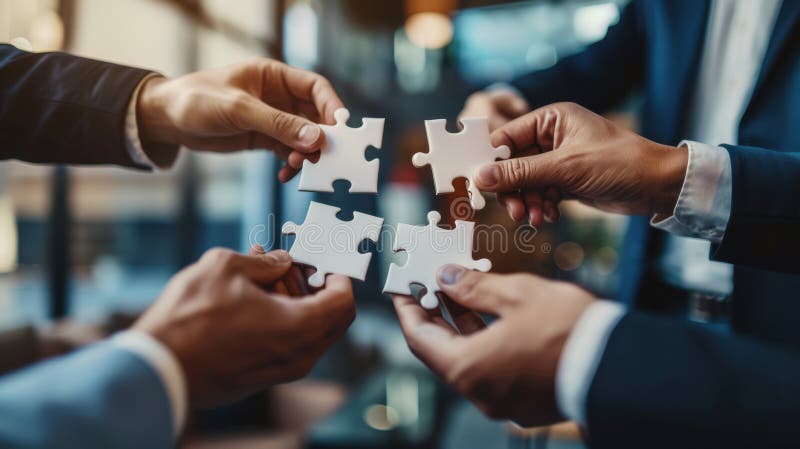 The Collaborative Puzzle Solution. AI Generated Stock Illustration ...