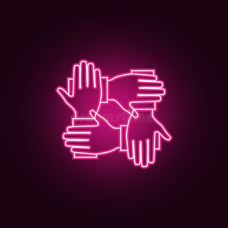Four Hands Hold Together Neon Icon. Elements of Team Work Set Stock ... Four Hands Hold Together Neon Icon. Elements of Team Work Set Stock ...