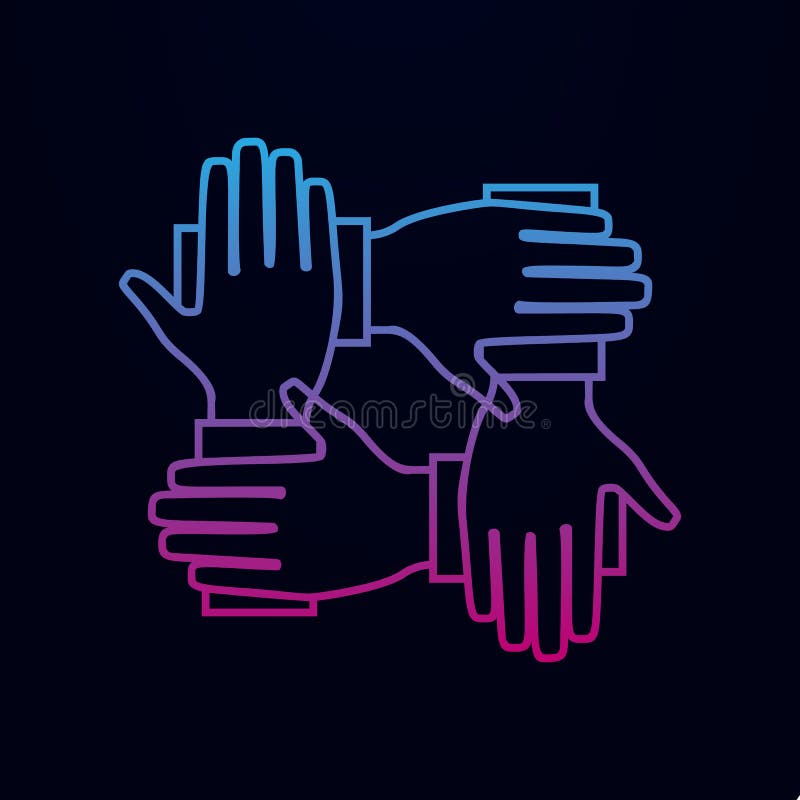 Four Hands Hold Together Neon Icon. Elements of Team Work Set Stock ... Four Hands Hold Together Neon Icon. Elements of Team Work Set Stock ...