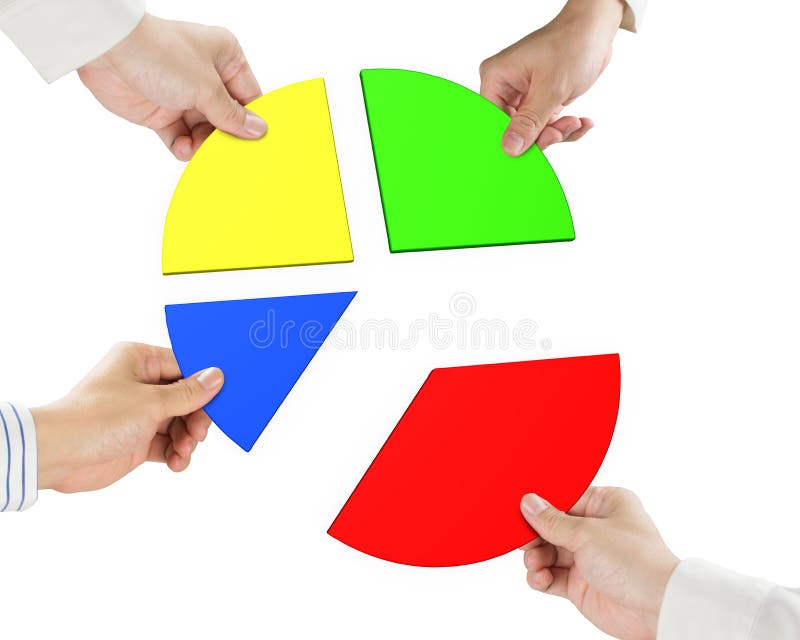 Four Hands Holding Pie Chart 3d Stock Image - Image of green, data ...