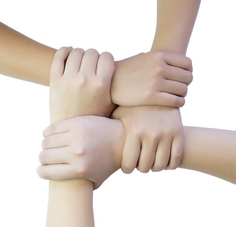 Four hands joined together stock image. Image of joined - 2656957