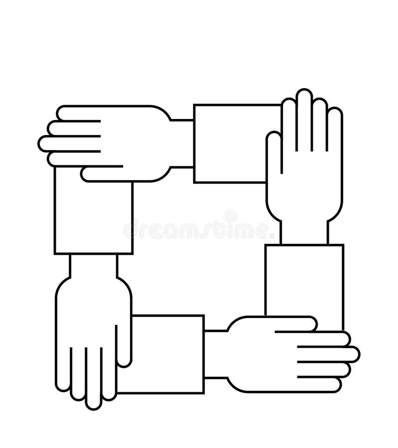Four Hands Forming Square To Represent Unity, Collaboration, Friendship ... Four Hands Forming Square To Represent Unity, Collaboration, Friendship ...