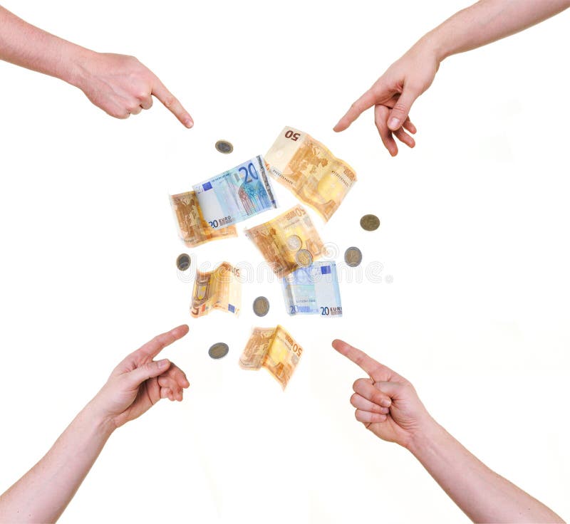 Four Hands Pointing At Money Picture. Image: 8528725