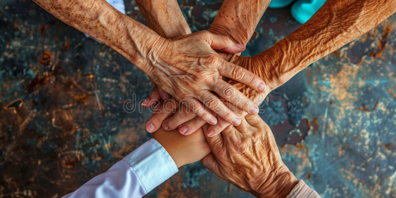 Four Hands Stacked on Top of Each Other Stock Photo - Image of vein ...